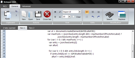 Notepad 2008 - A text editor with the Ribbon UI